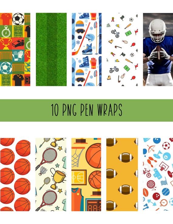 10 Digital Sports Themed PNG Pen Wraps Instant Download - Etsy
