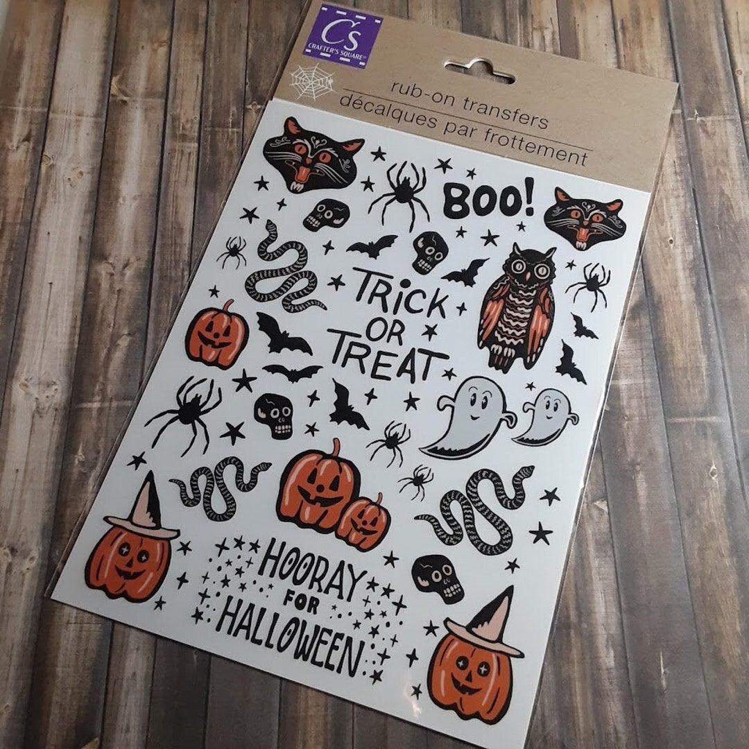 Vintage Halloween Themed Rub on Transfers, Scrapbook Embellishments - Etsy