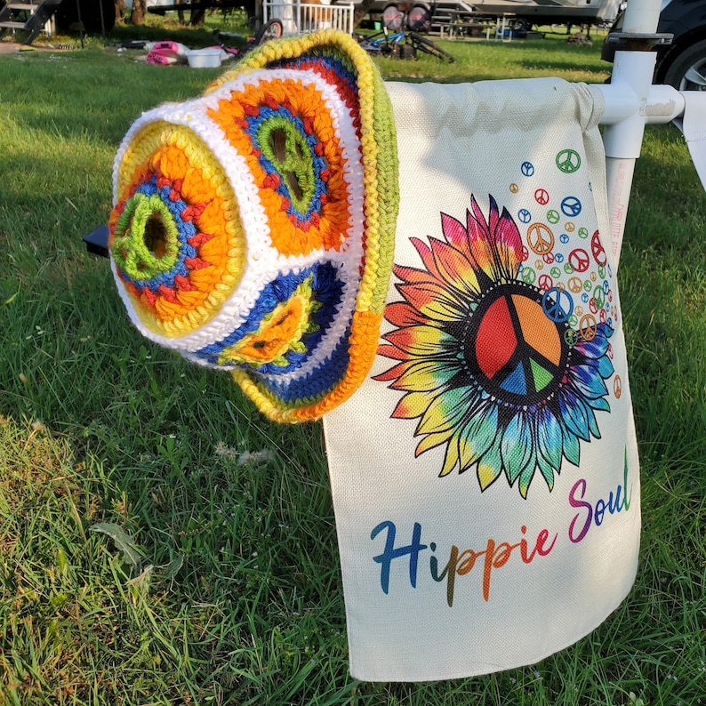 Crochet Pattern Peace Sign Bucket Hat - Etsy