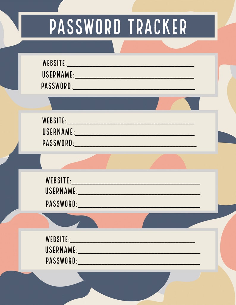 Printable Password Tracker, Password Keeper, Instant Download, - Etsy
