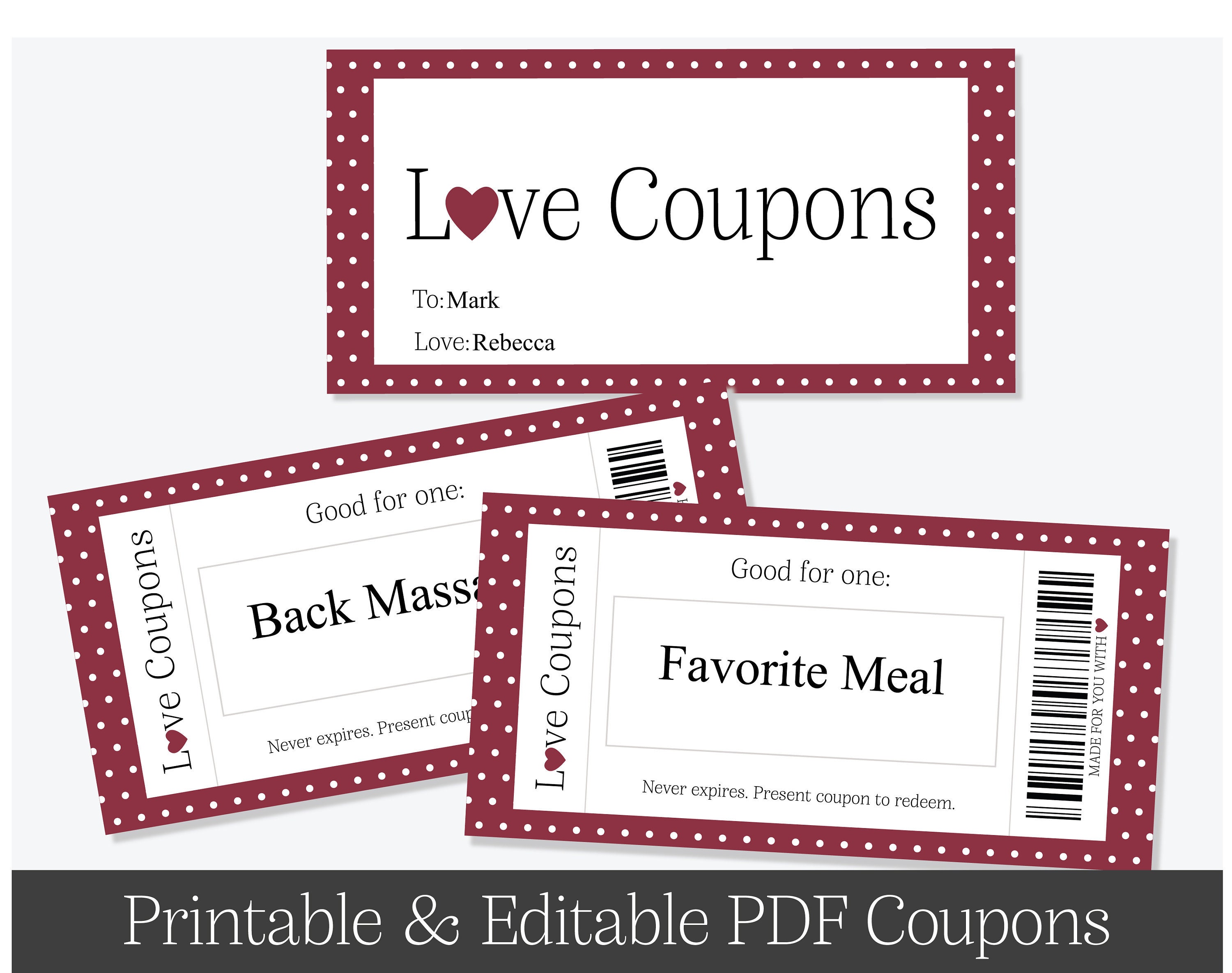 Printable Love Coupons Editable Love Coupons - Etsy