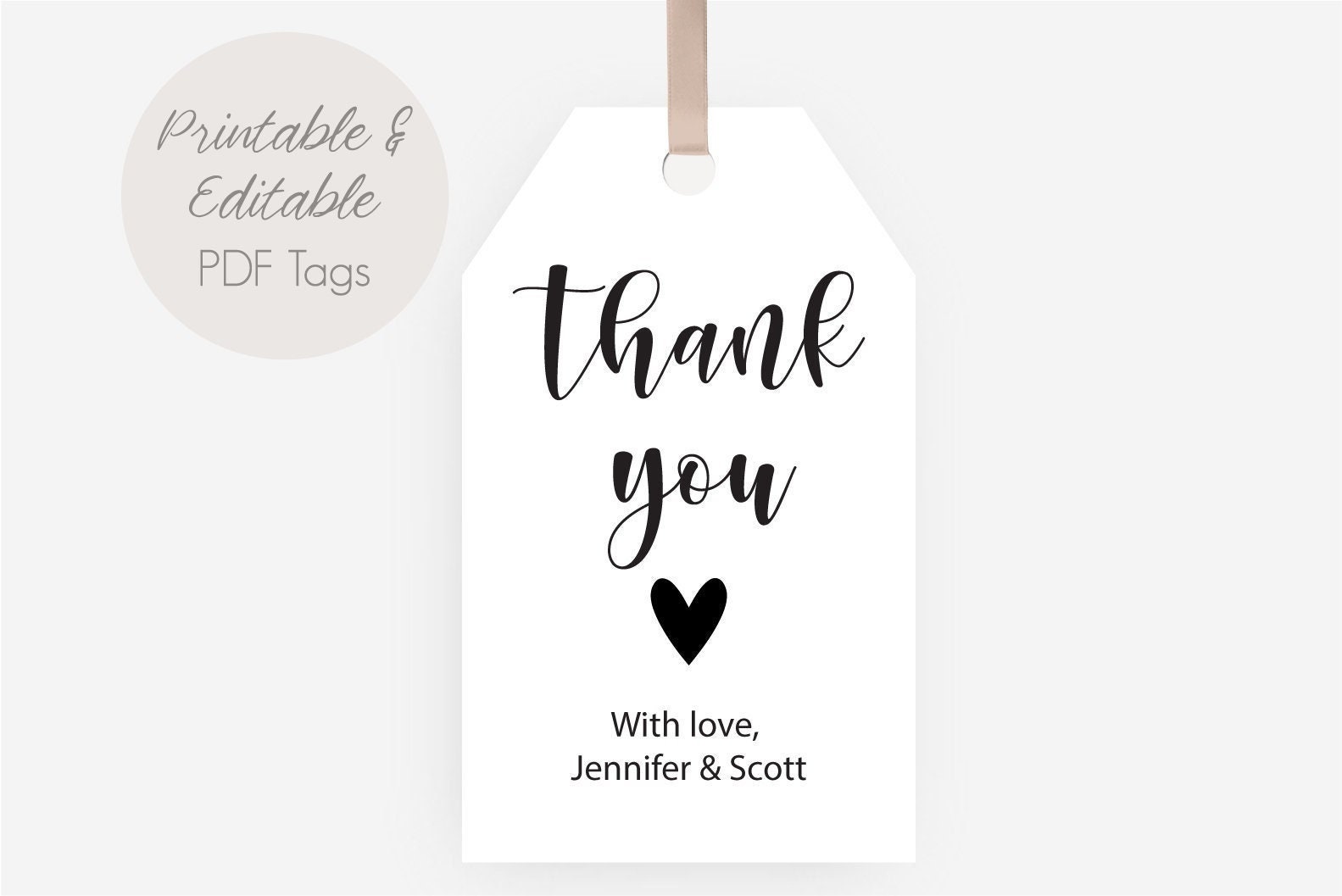 Printable Thank You Gift Tags Editable Thank You Tags | Etsy