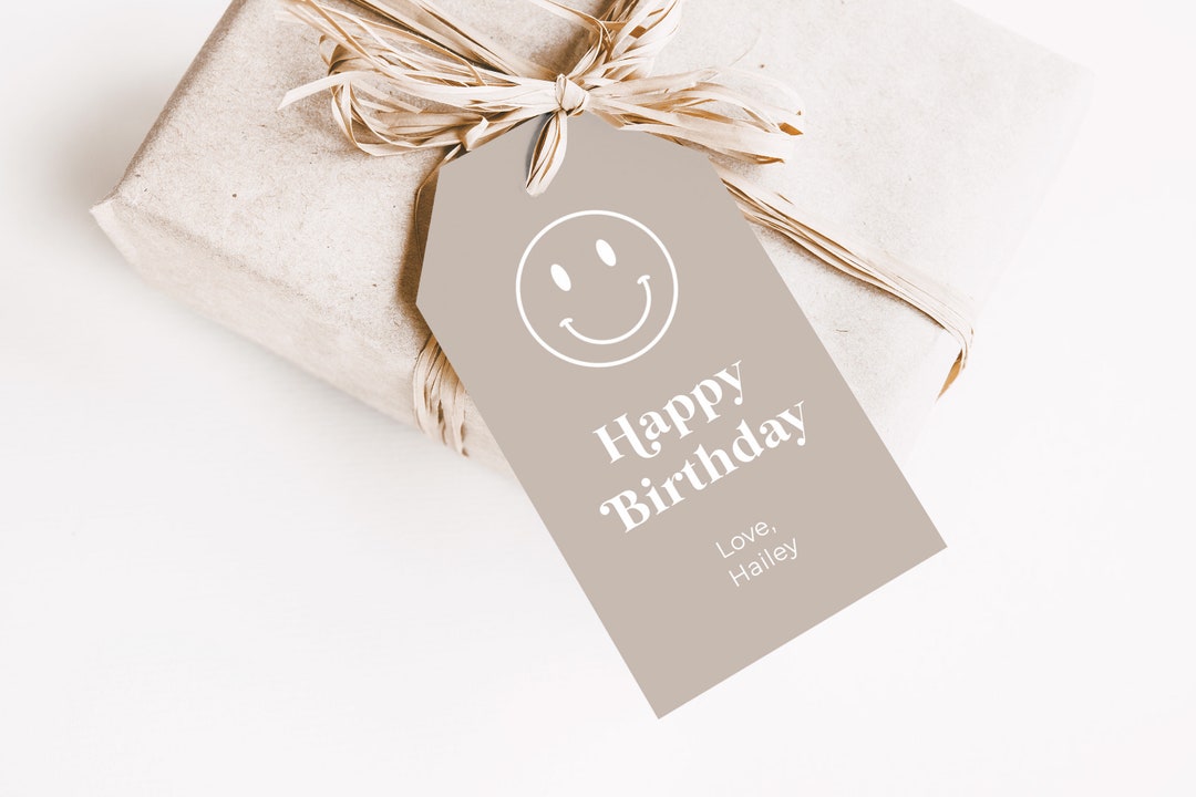 Smiley Face Happy Birthday Gift Tag • Happy Birthday Gift Tag ...