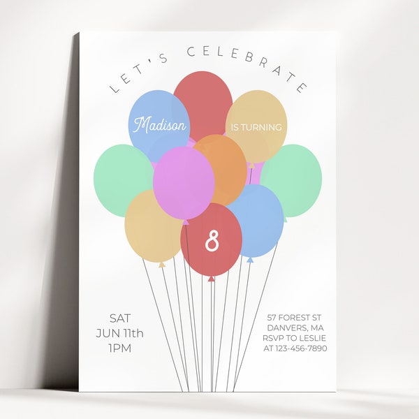 Balloon Invitation - Etsy