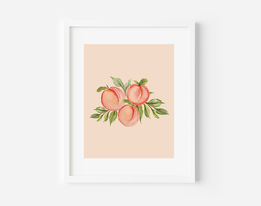 Watercolor Peaches Printable Wall Art • Peaches Decor • Peaches Wall ...