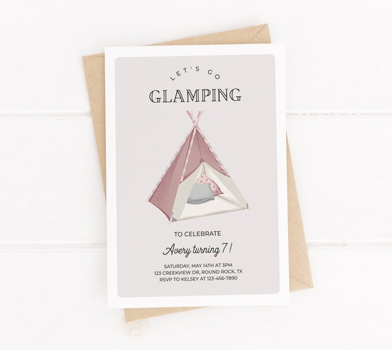 Glamping Party Invitation Glamping Birthday Invitation | Etsy