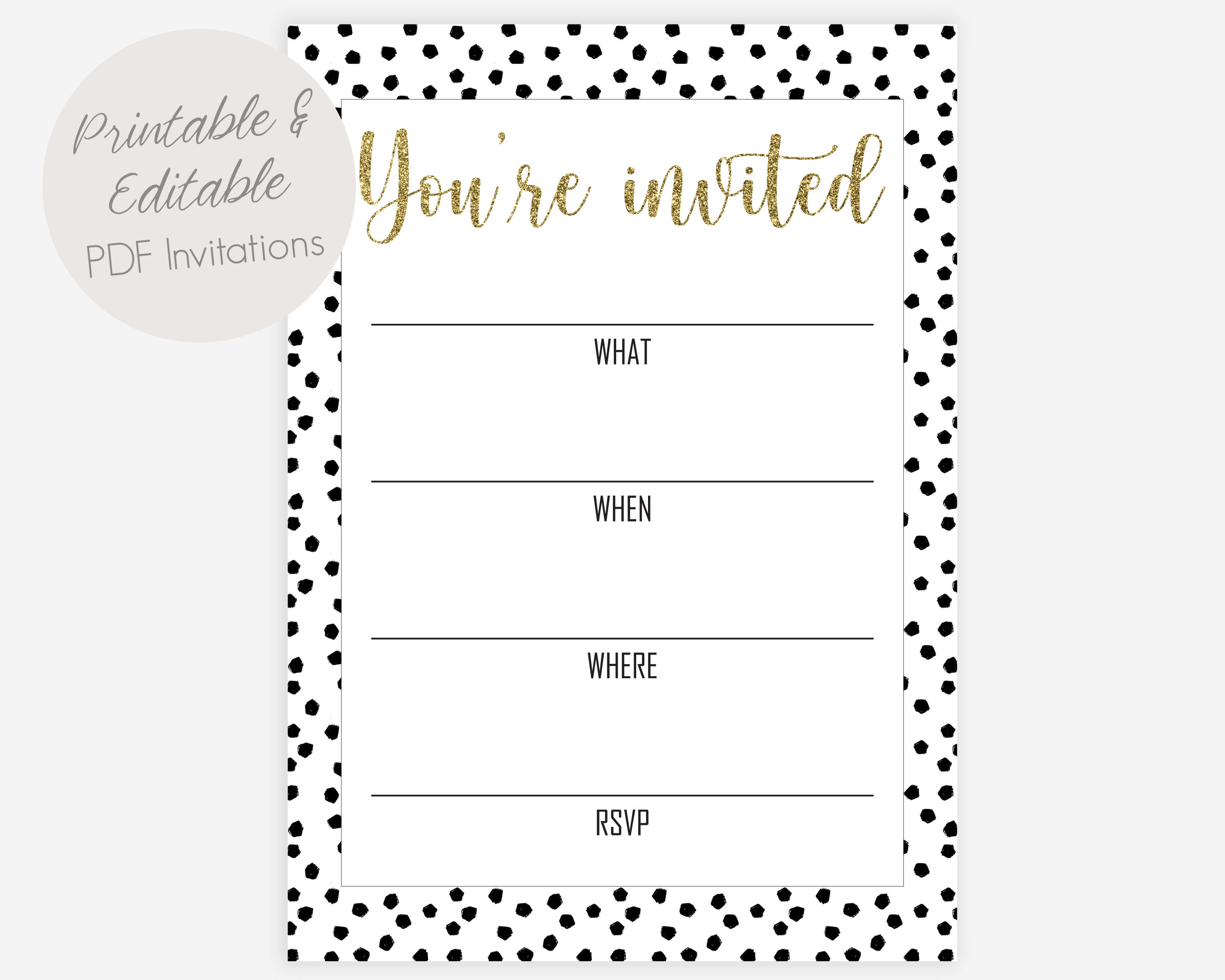 Printable And Editable You re Invited Invitation Fill In Etsy