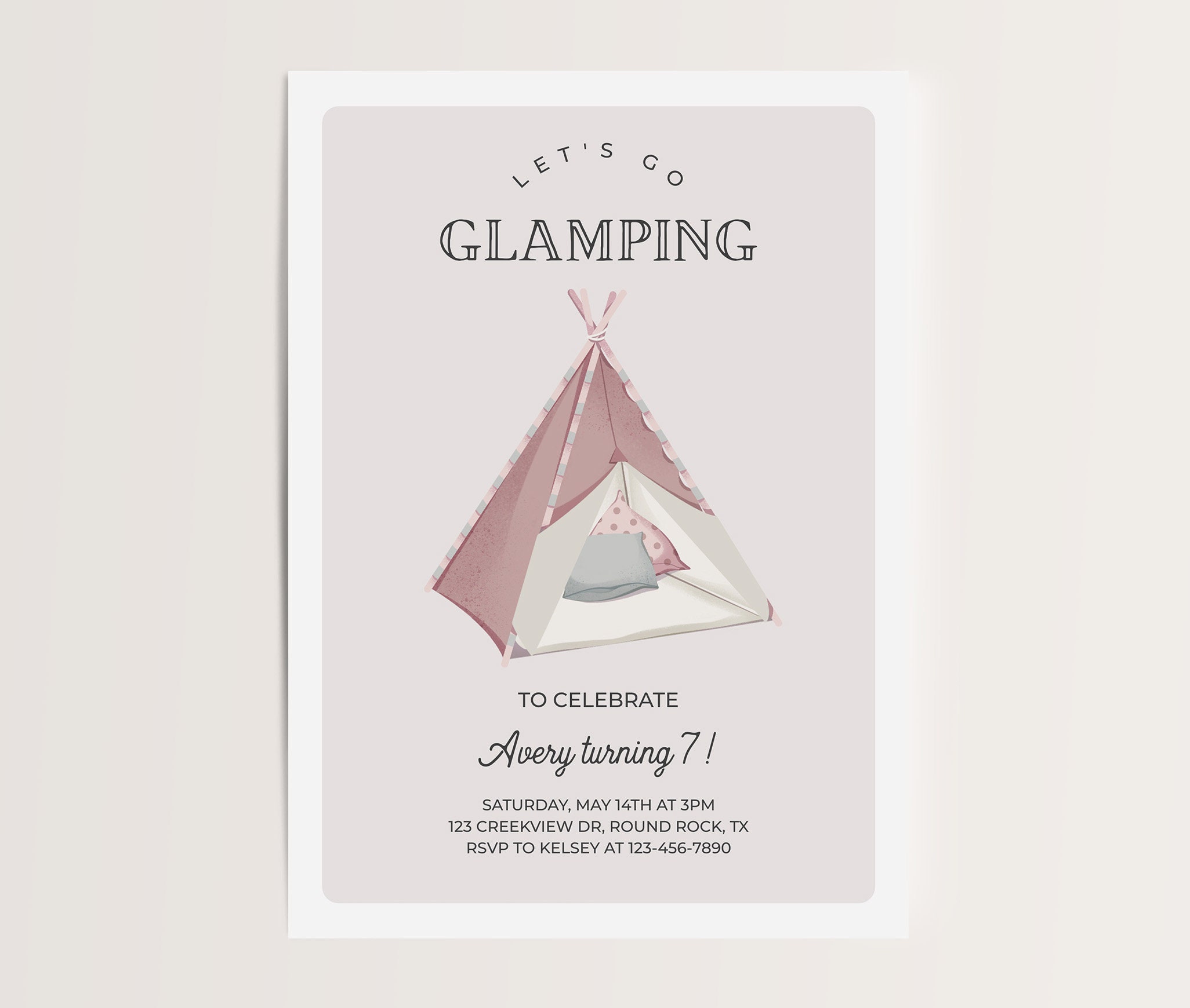 Glamping Party Invitation Glamping Birthday Invitation - Etsy