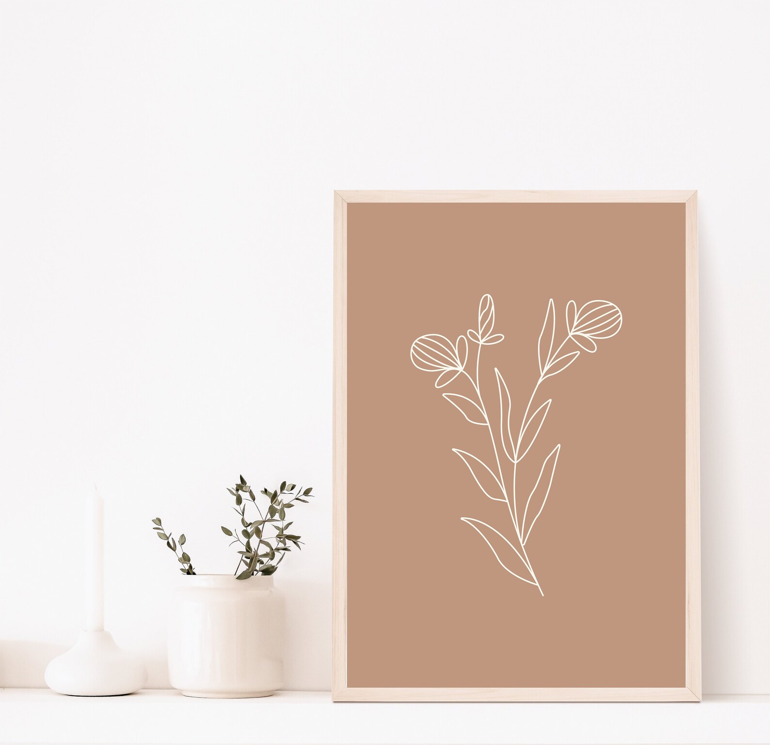 Printable Boho Floral Line Art Floral Wall Art Wildflower | Etsy