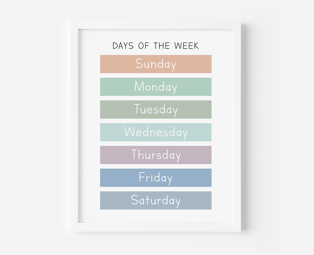 Days of the Week Poster • Days of the Week Printable Wall Art ...