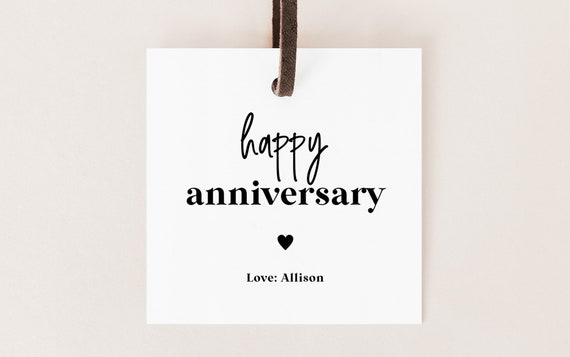 Happy Anniversary Tag Anniversary Gift Tag Anniversary Tags Modern Anniversary Gift Tag Minimalist Anniversary Gift Tag Etsy