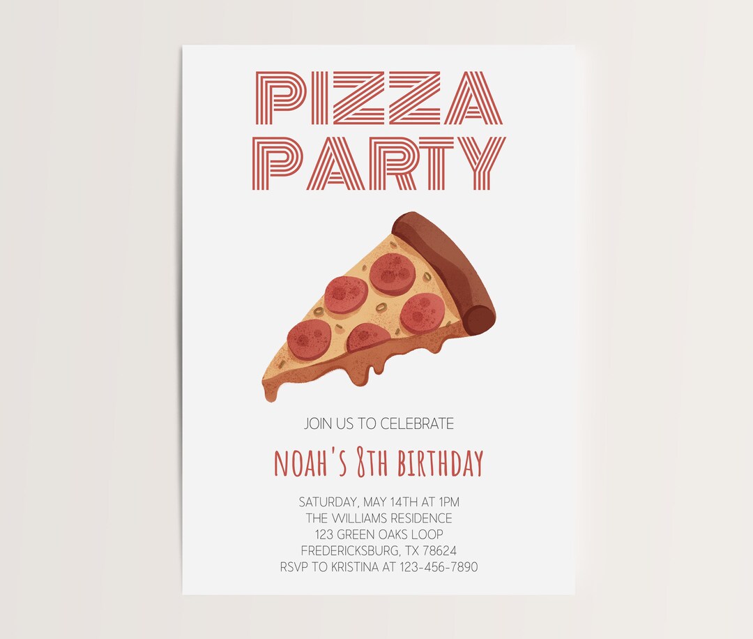 Pizza Party Invitation Pizza Party Invite Pizza Birthday - Etsy