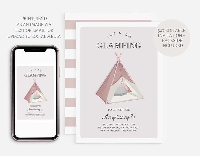 Glamping Party Invitation Glamping Birthday Invitation | Etsy