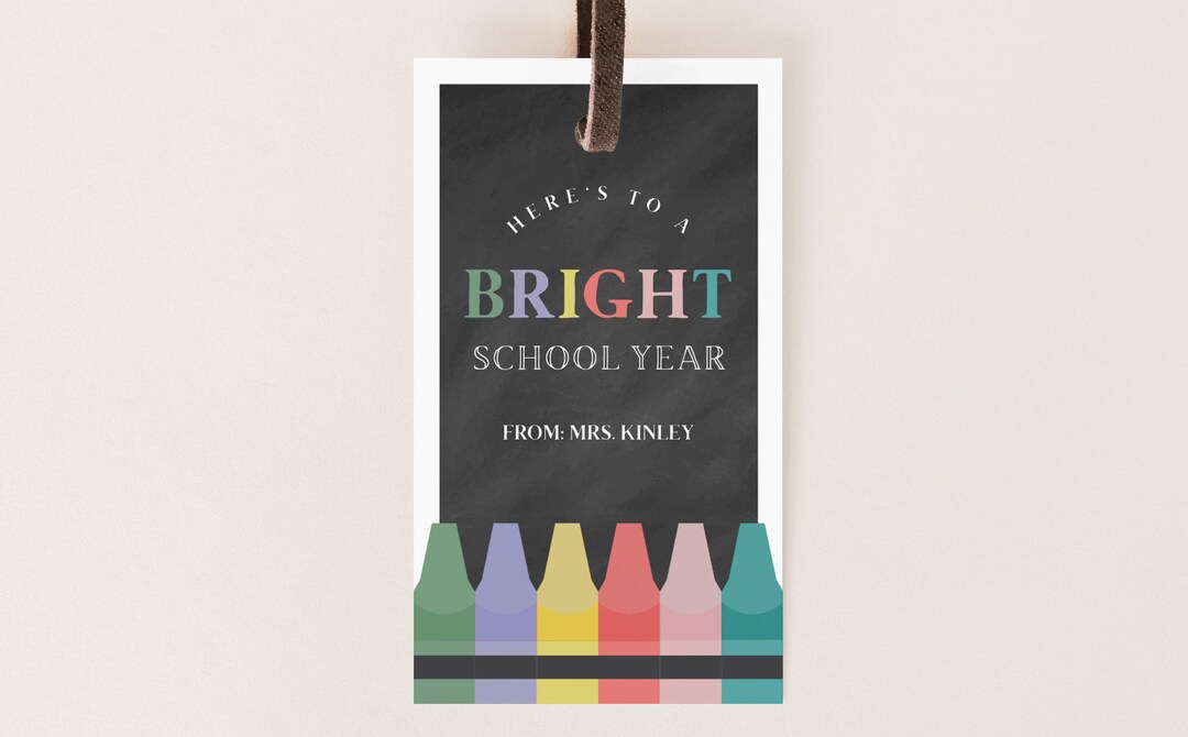 Bright School Year Tag, Back to School Tag, Crayons Back to School Tag ...