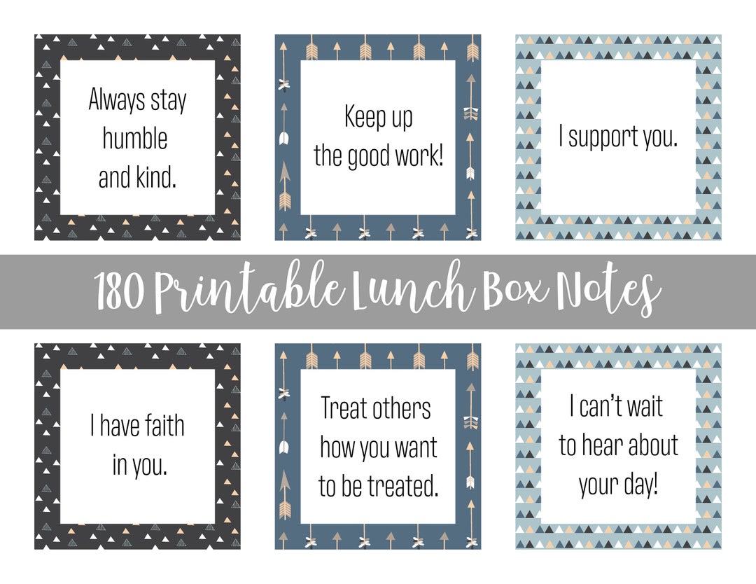 180 Printable Lunch Box Notes • Lunch Box Notes for Kids • Lunch Box ...