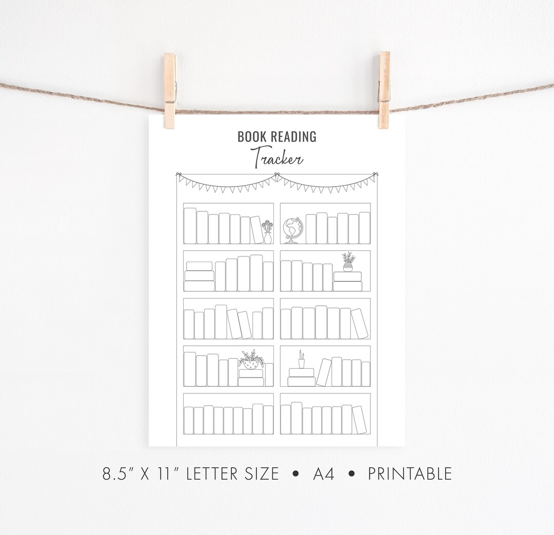 Book Reading Tracker, Book Coloring Reading Checklist, 8.5x11 and A4 ...
