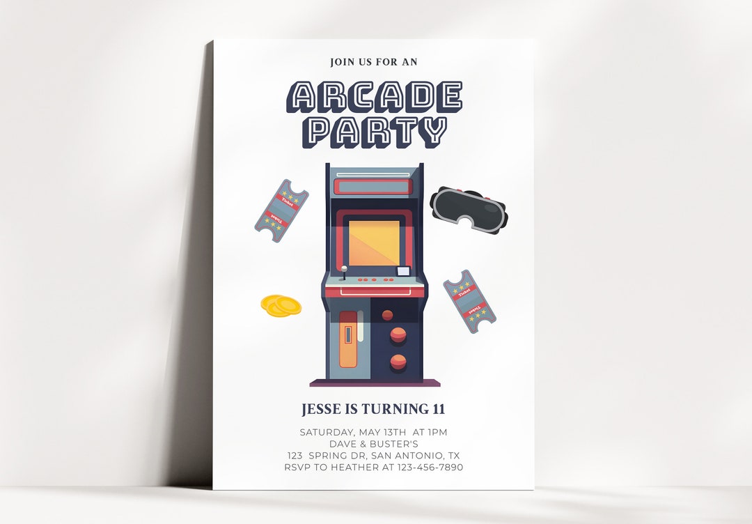 Arcade Party Invite • Arcade Birthday Invitation • Arcade Party • Video ...
