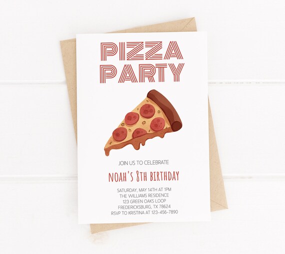 Pizza Party Invitation Pizza Party Invite Pizza Birthday | Etsy