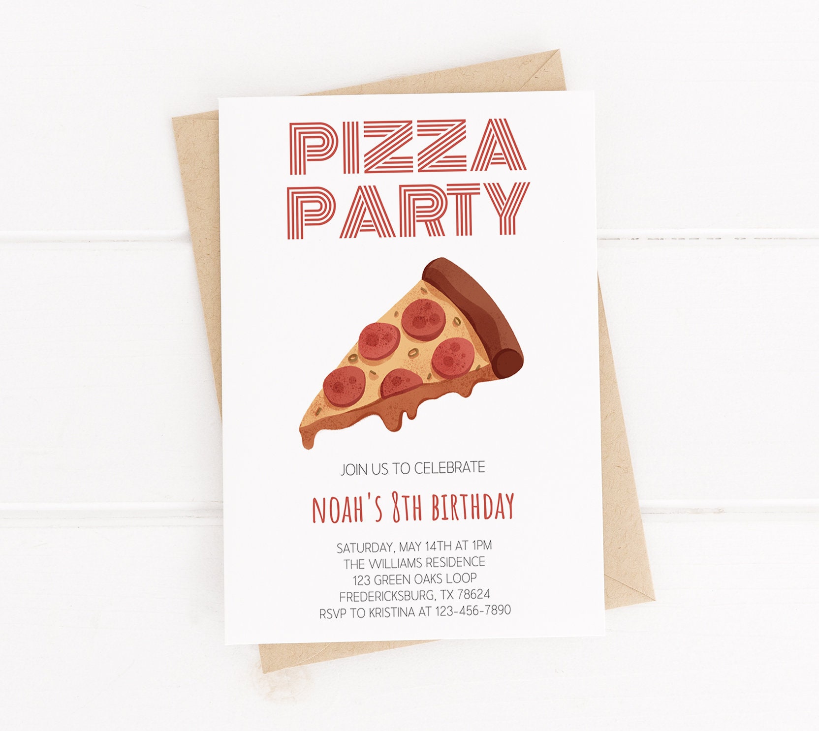 Pizza Party Invitation Pizza Party Invite Pizza Birthday - Etsy