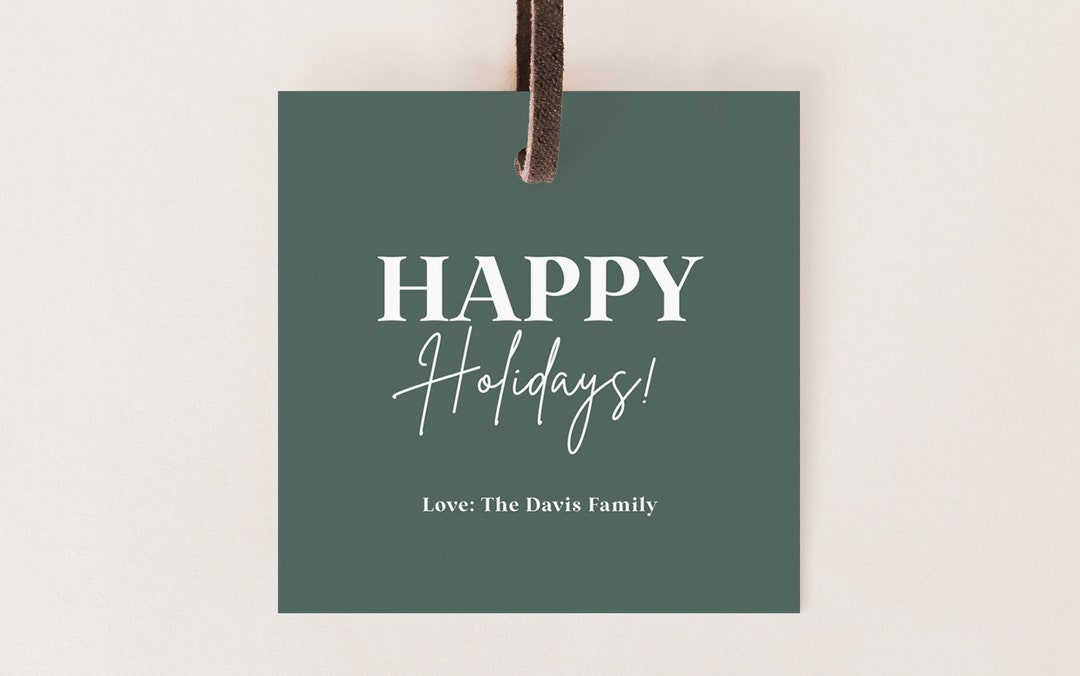 Happy Holidays Gift Tag Holiday Gift Tags Holiday Favor Tags Minimalist ...