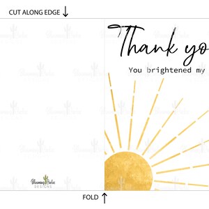 Printable Thank You Greeting Card Thank You, You Brightened My Day Card ...