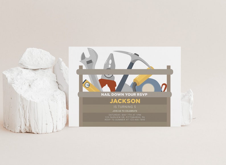 Builder Tools Birthday Invitation Construction Tools - Etsy