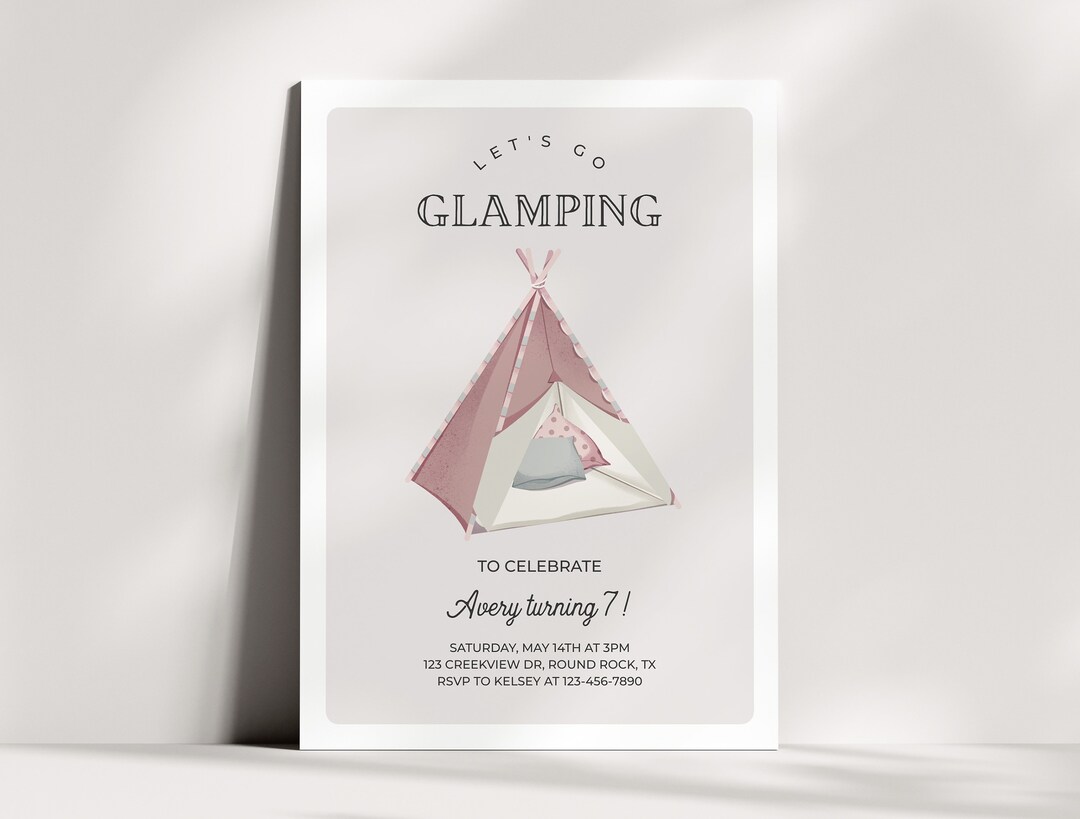 Glamping Party Invitation • Glamping Birthday Invitation • Glamping ...