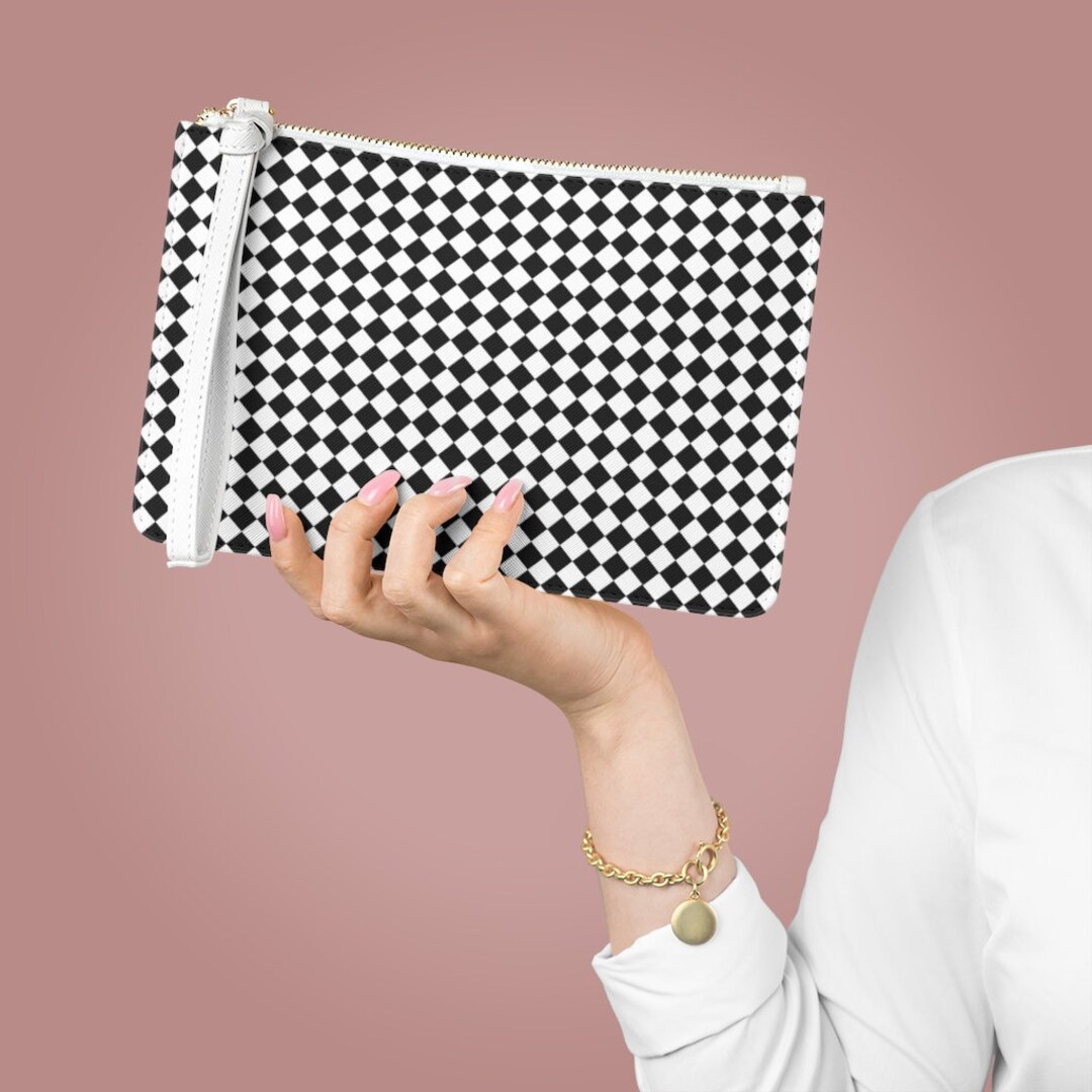 Beautifull Checker Clutch Bag, Black and White Clutch Bag, Gift for Mom ...