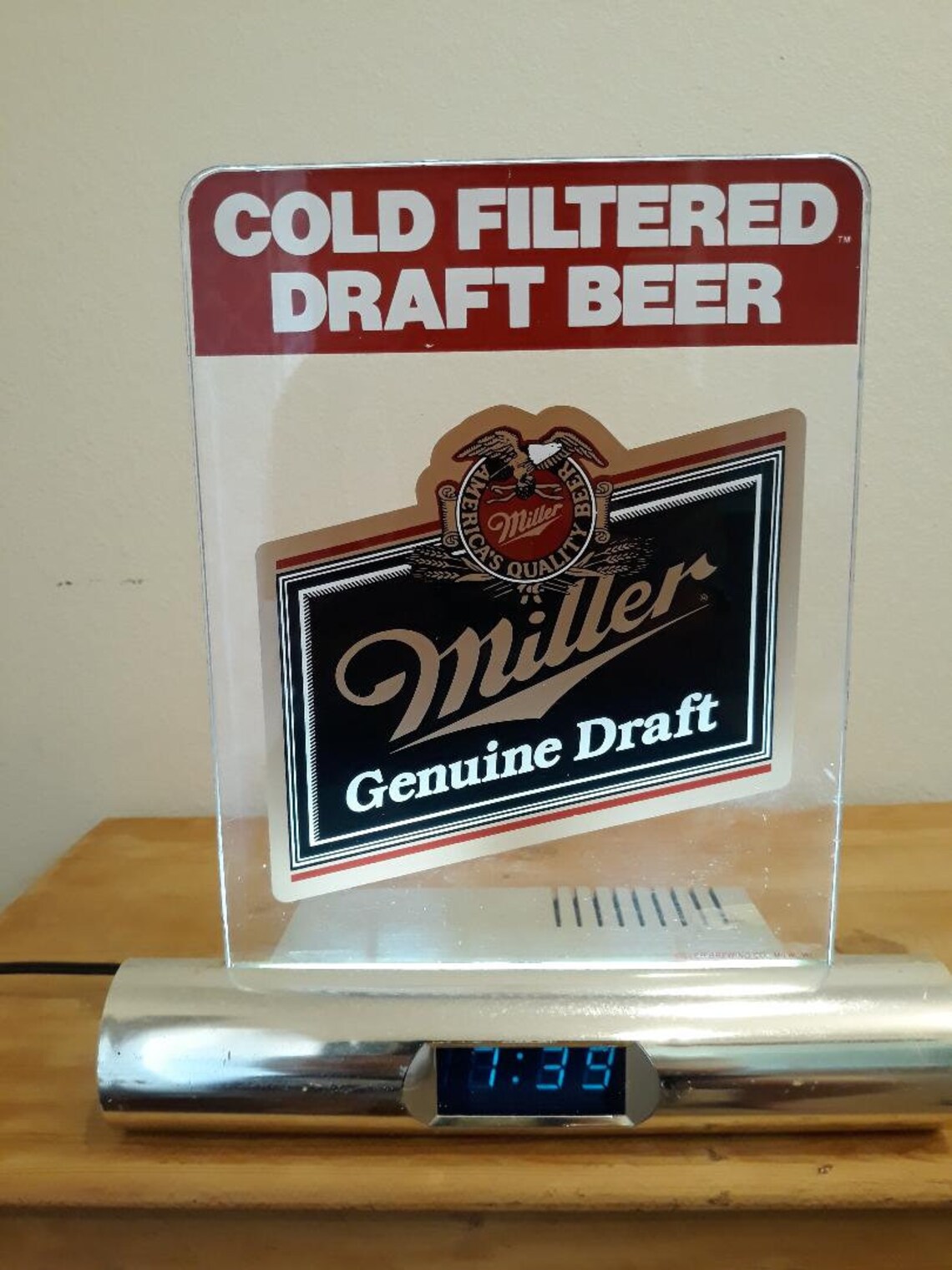 Vintage 1988 Miller Genuine Draft Beer Light & Digital Clock - Etsy