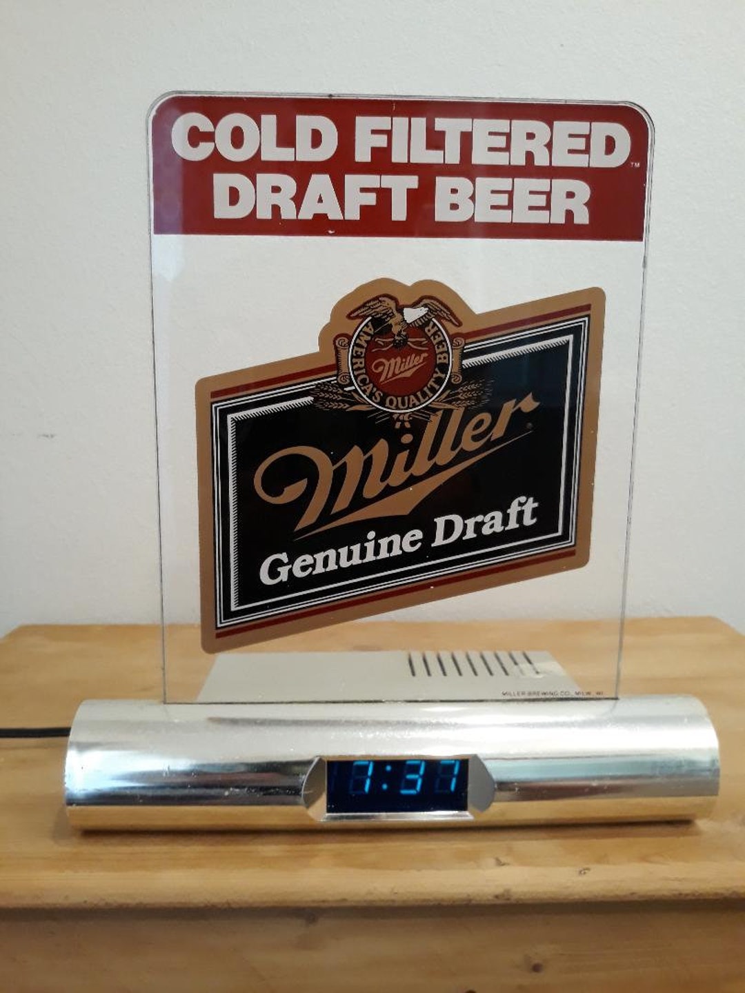 Vintage 1988 Miller Genuine Draft Beer Light & Digital Clock - Etsy