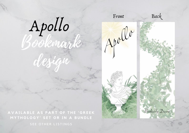 Aphrodite & Apollo Bookmark Set, Greek God Goddess Bookmarks, Perfect ...
