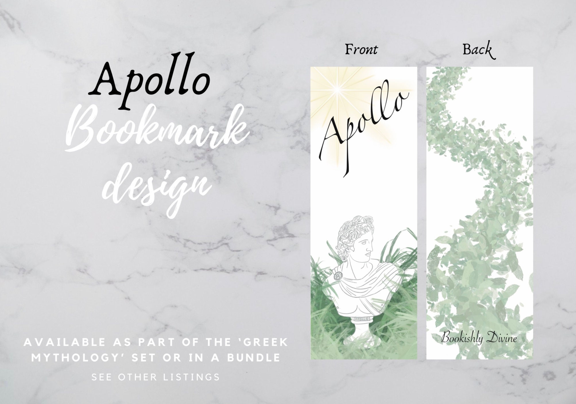 Aphrodite & Apollo Bookmark Set, Greek God Goddess Bookmarks, Perfect ...
