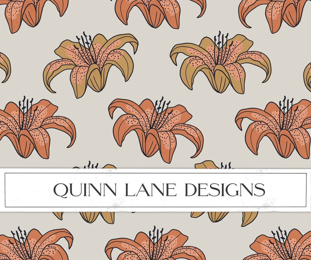 Tiger Lily Surface Pattern, Lily Seamless Pattern, Tiger Lily Fabric ...