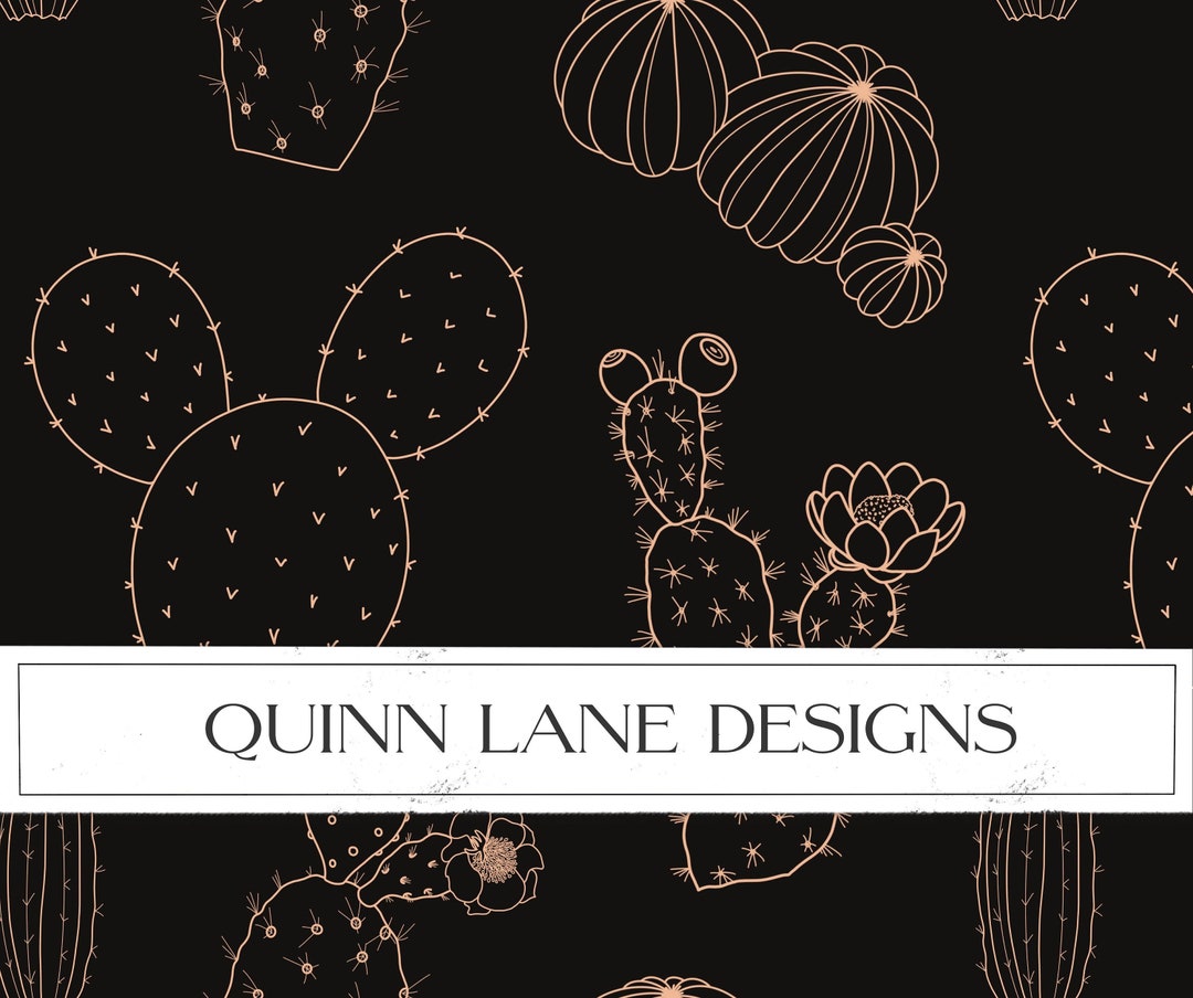 Black and White Cacti Seamless Pattern, Cactus Pattern, Cacti Surface ...