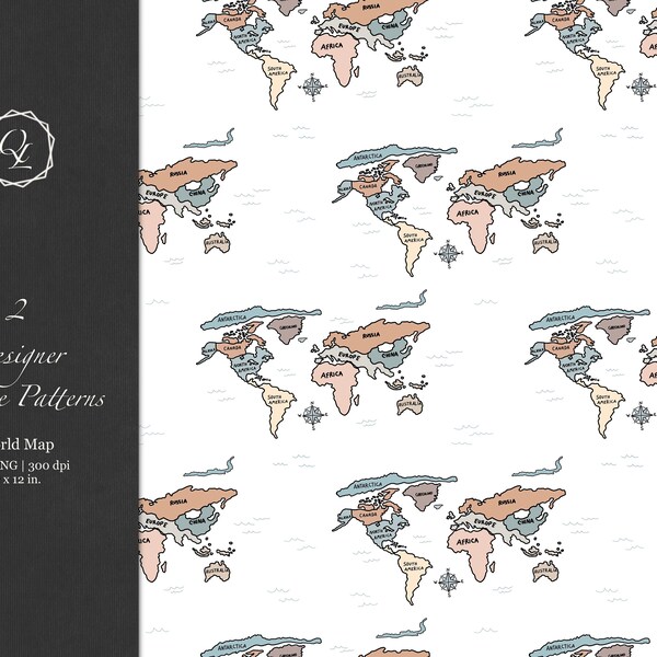 World Map Seamless Pattern - Etsy