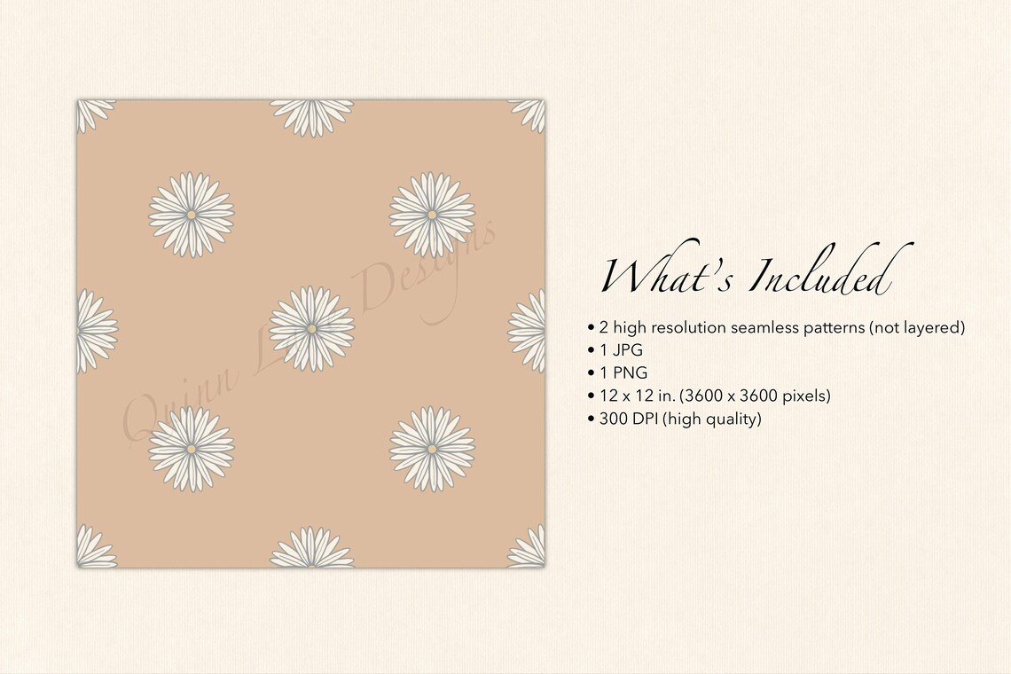 Minimalist Daisy Seamless Pattern, Neutral Fabric Design (digital ...