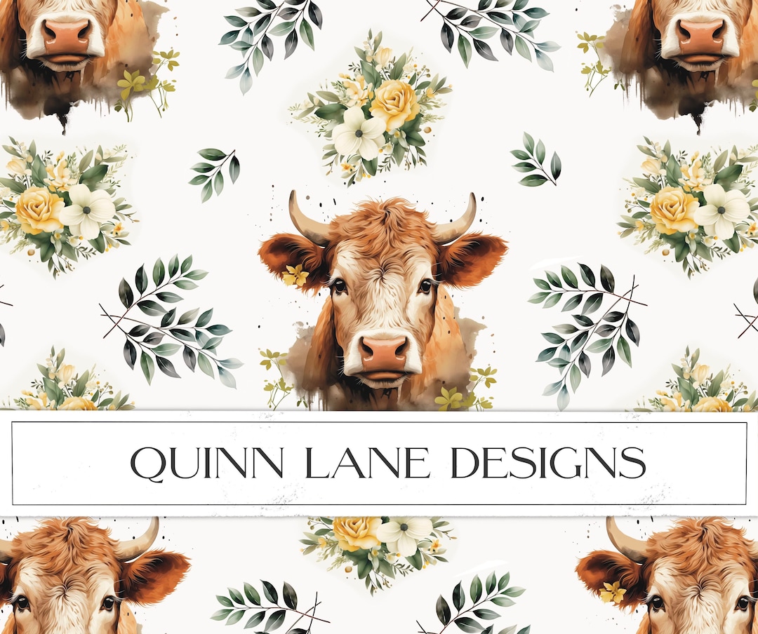 Fuzzy Cow Seamless Pattern, Highland Cattle Pattern, Furry Cow Seamless ...