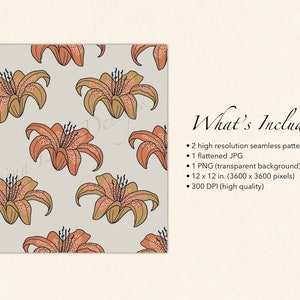 Tiger Lily Seamless Pattern, Floral Fabric Design (digital Download) - Etsy