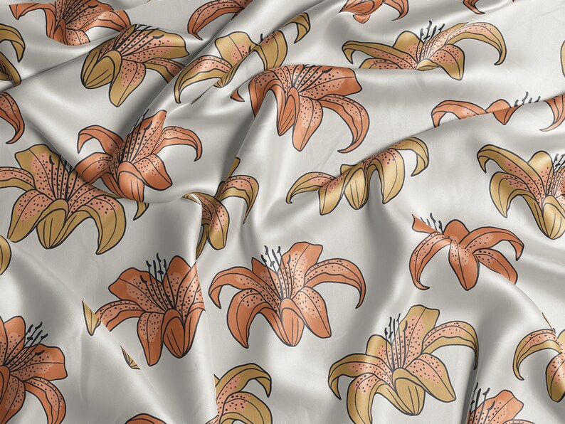 Tiger Lily Surface Pattern, Lily Seamless Pattern, Tiger Lily Fabric ...