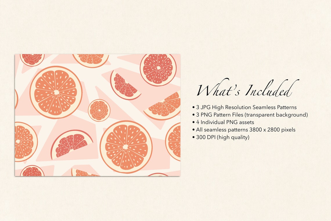 Grapefruit Seamless Patterns and Graphics, Grapefruit PNG File, Surface ...