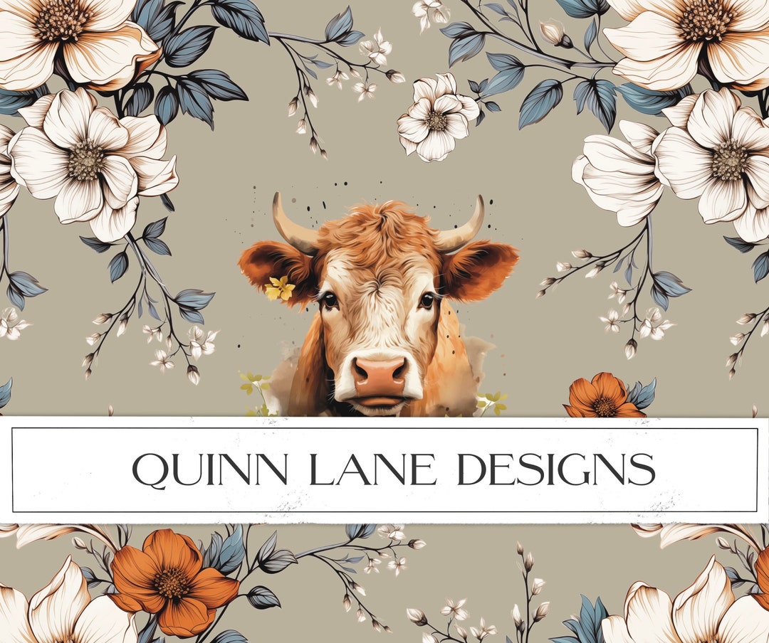 Highland Cow Seamless Surface Pattern, Farm Animals, Fuzzy Cow Pattern ...