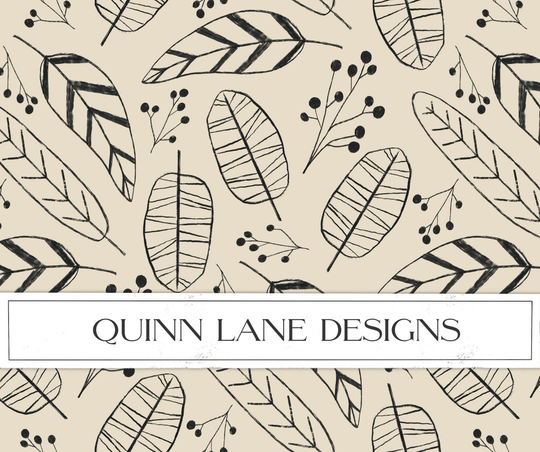 Neutral Minimalist Leaves Seamless Pattern, Classic, Foliage ...