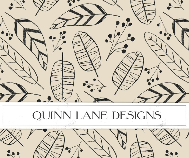 Neutral Minimalist Leaves Seamless Pattern, Classic, Foliage ...