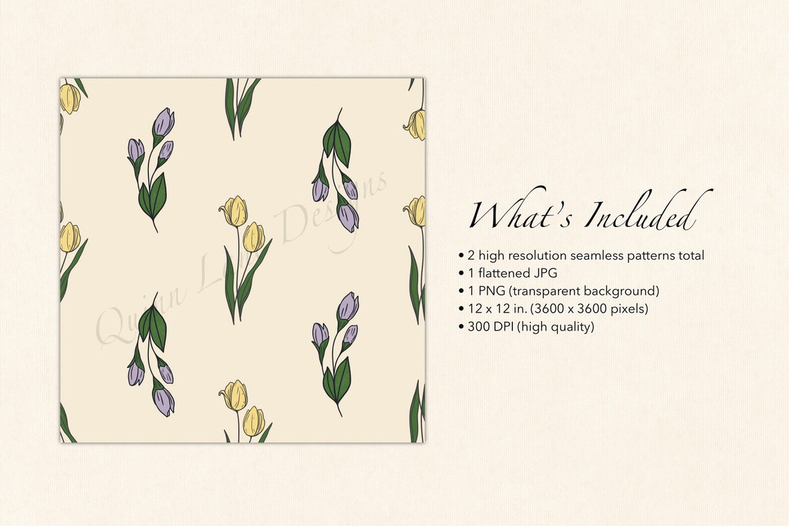 Tulip Surface Pattern, Spring Seamless Pattern, Flower Pattern, Tulip ...