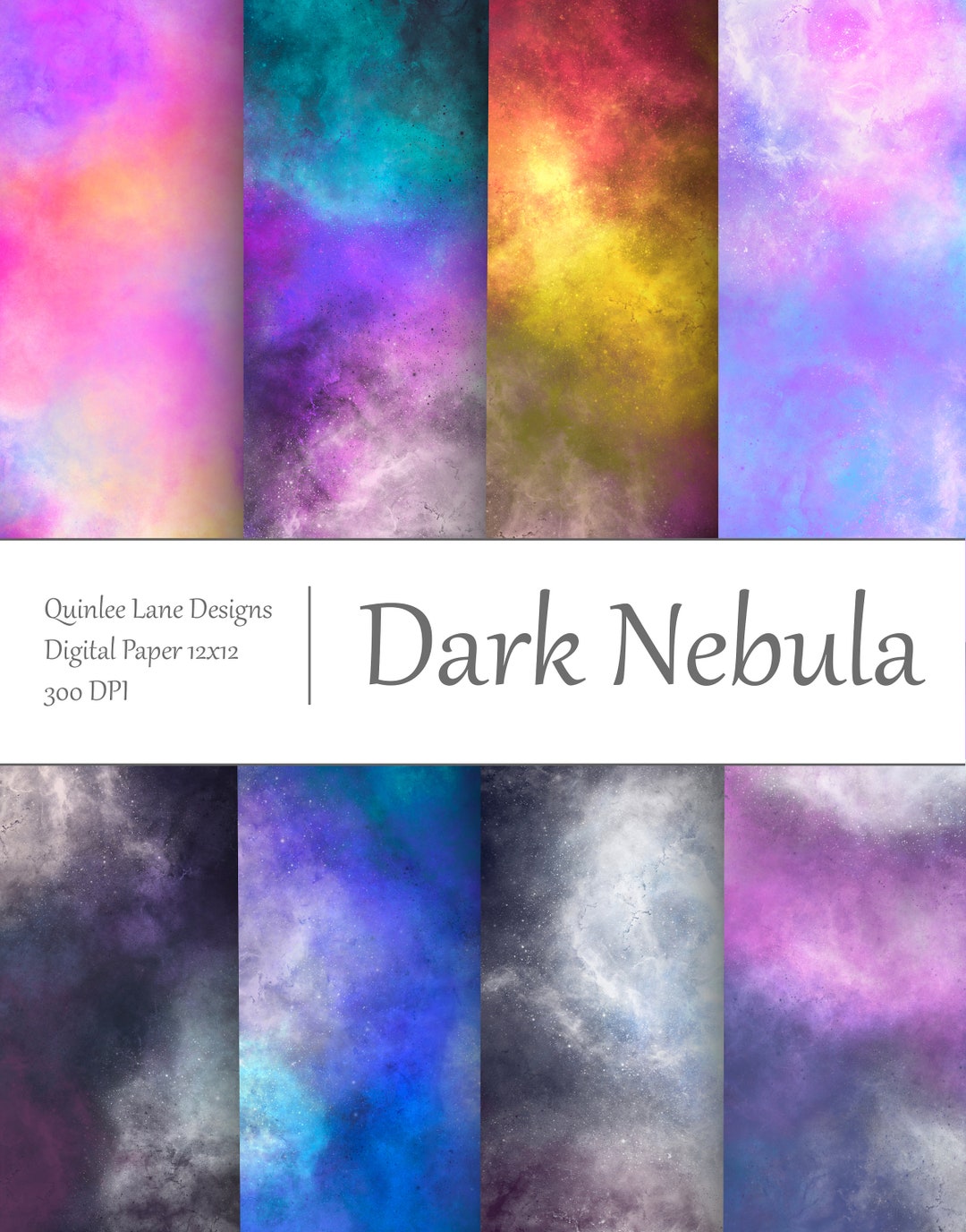 8 Dark Nebula Digital Papers | 300 DPI | Comercial Use | Digital ...