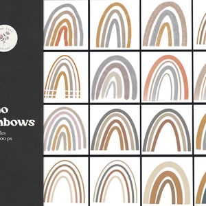 20 Boho Rainbow PNG Files, Digital Download, Digital Graphics, Bohemian ...