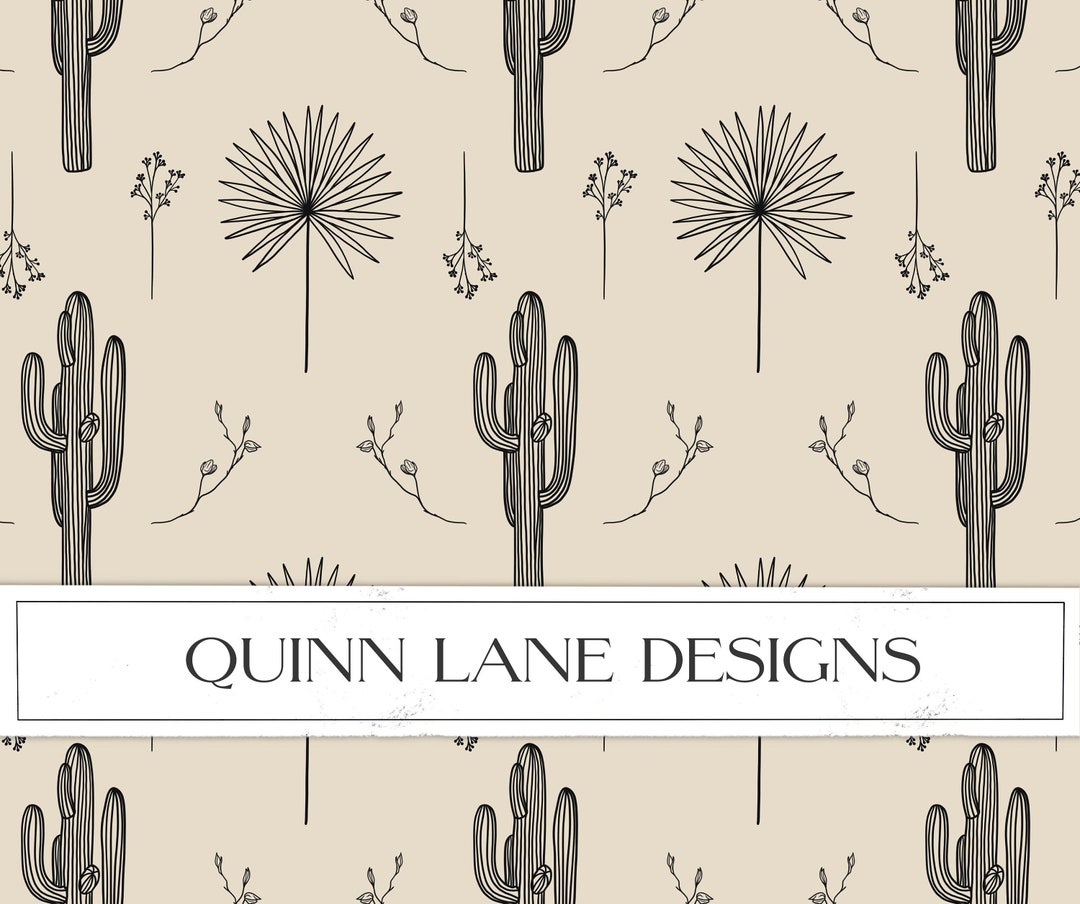 Neutral Boho Cactus Seamless Pattern, Boho Cacti Surface Pattern ...