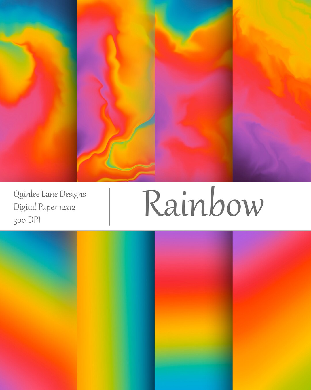 Rainbow Scrapbook Paper | Colorful Digital Paper (12x12, 300 DPI) - Etsy