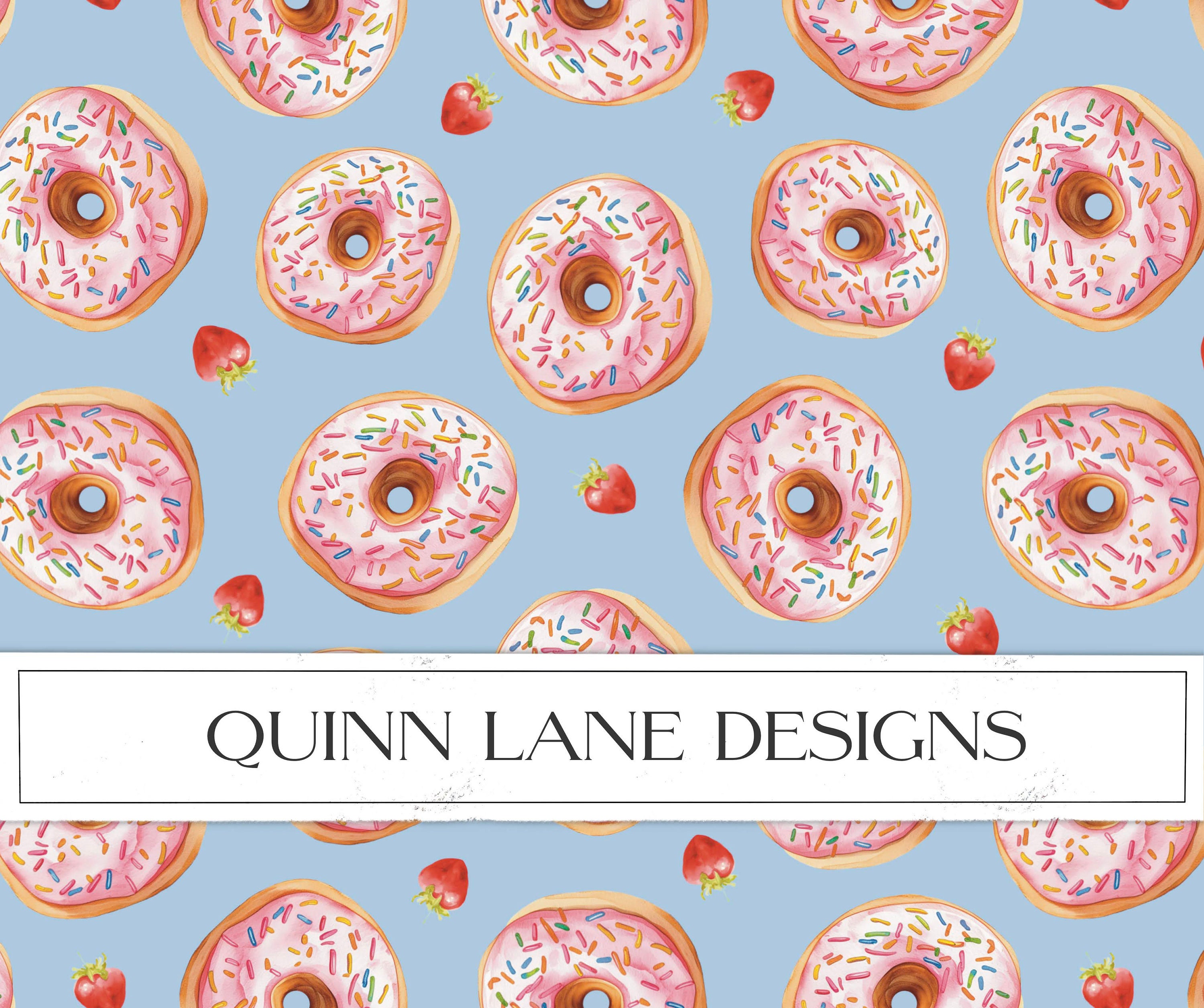 Sprinkled Donut Seamless Pattern, Cute Pink Donut Pattern, Blue ...
