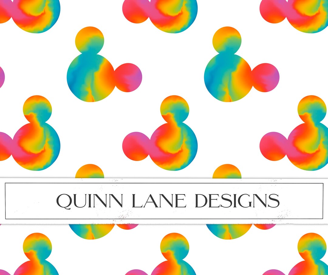 Rainbow Tie Dye Mouse Ears Pattern | Seamless Silhouette (digital ...